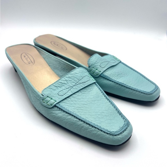 Talbots | Shoes | Talbots Turquoise Pebbled Leather Square Toe Driving ...